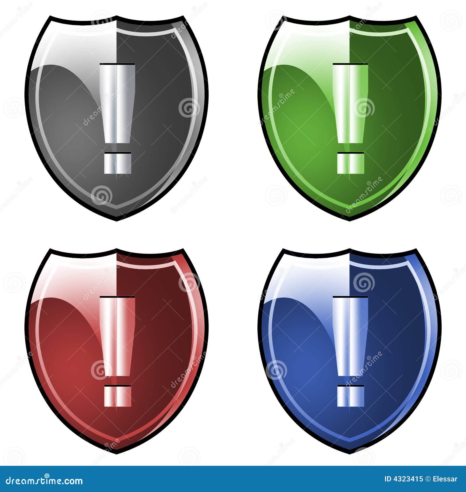 Shields With Exclamation Marks Picture. Image: 4323415