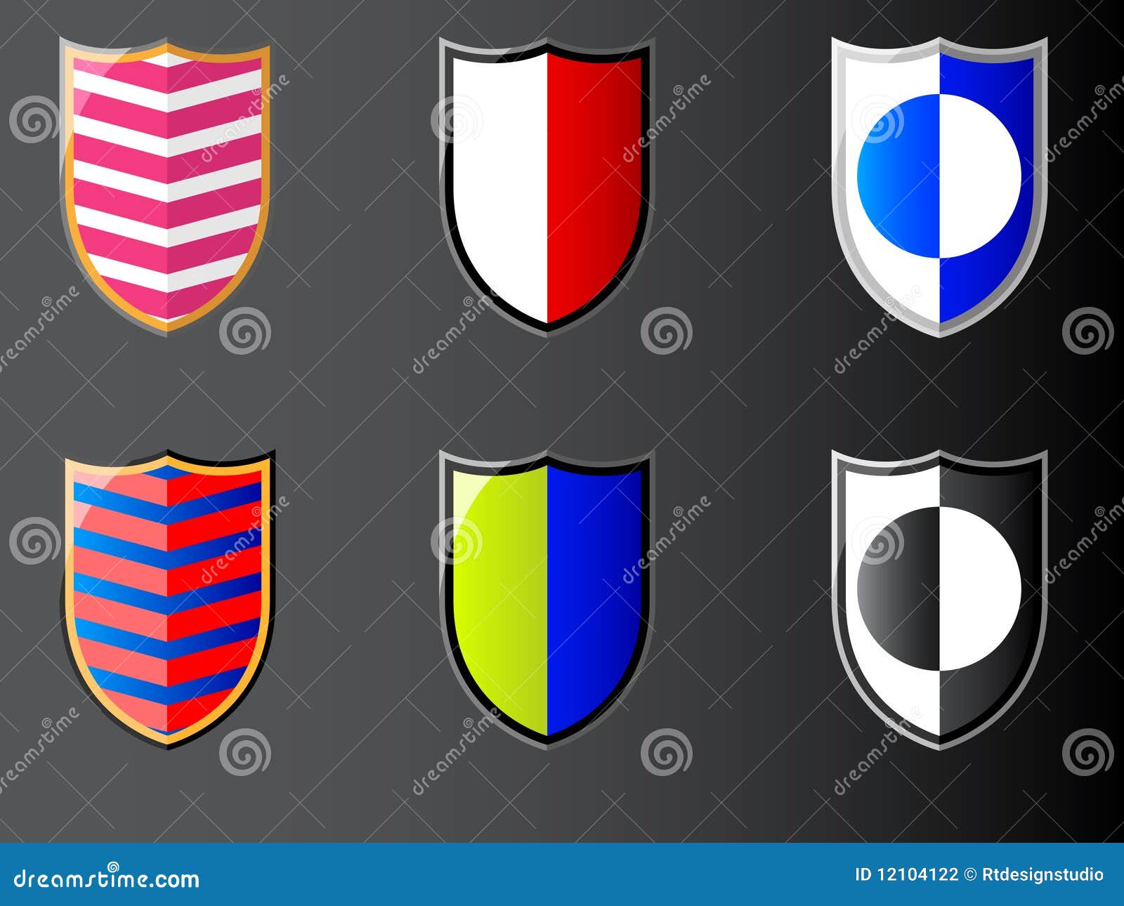 Shields with flags stock illustration. Illustration of flag - 12104122