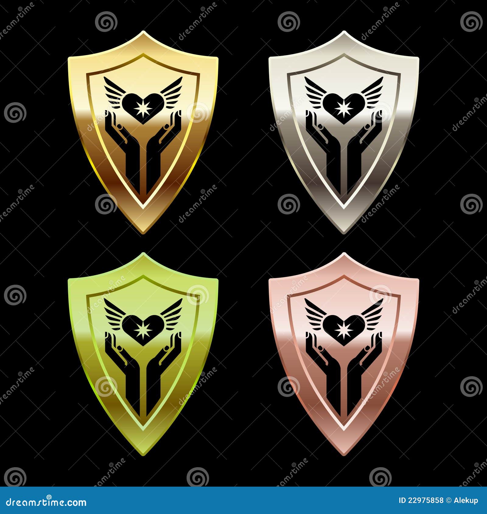 Shields with human arms stock vector. Illustration of heart - 22975858
