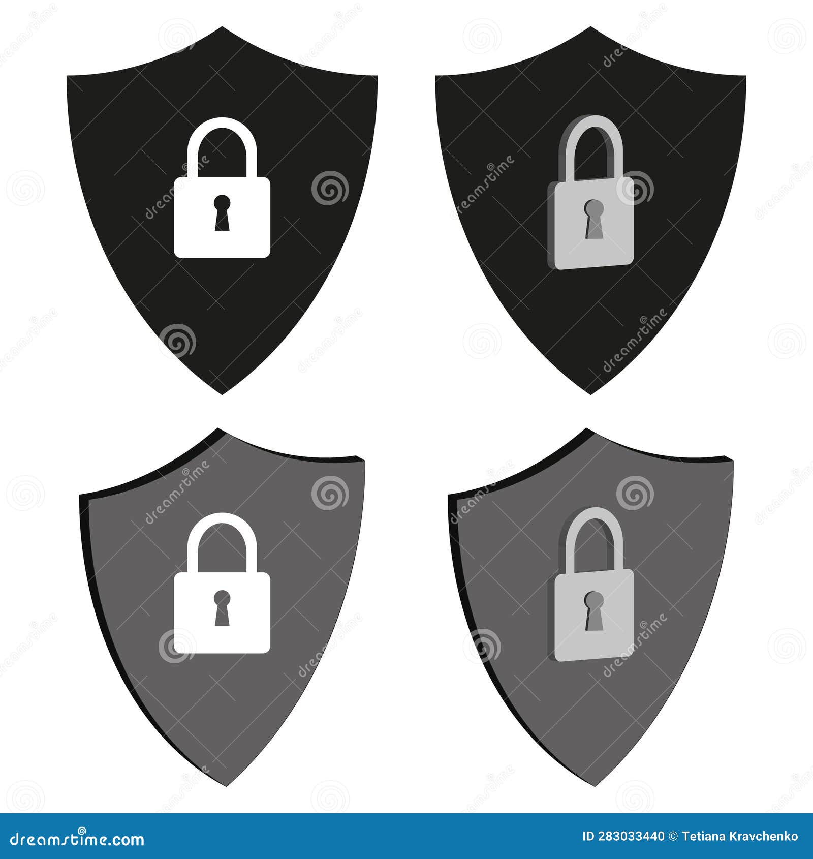 Shields with Locks. Protection Symbol. Vector Illustration. EPS 10 ...