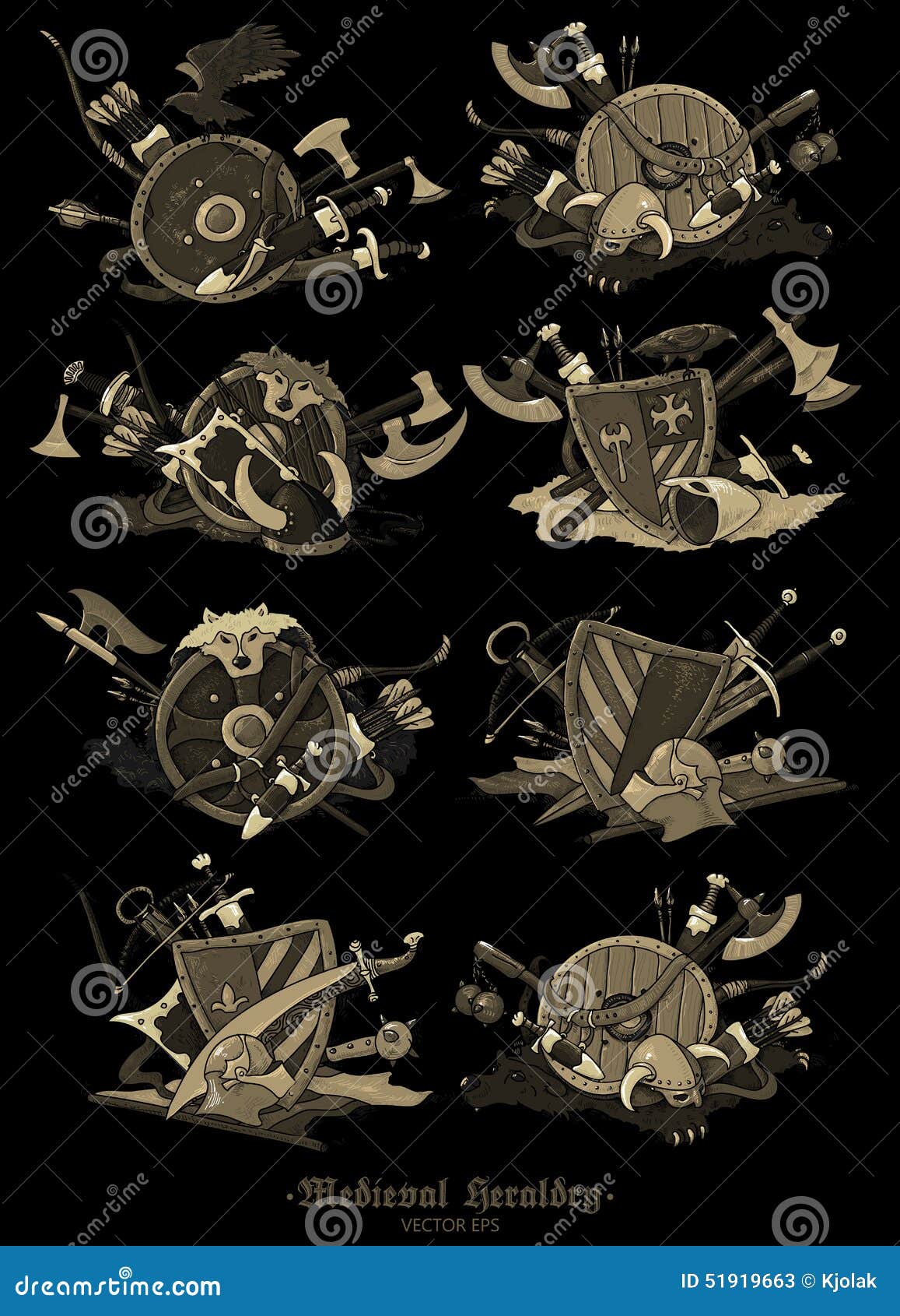 Ancient Shields Of Vikings. Vector Drawing | CartoonDealer.com #96891461