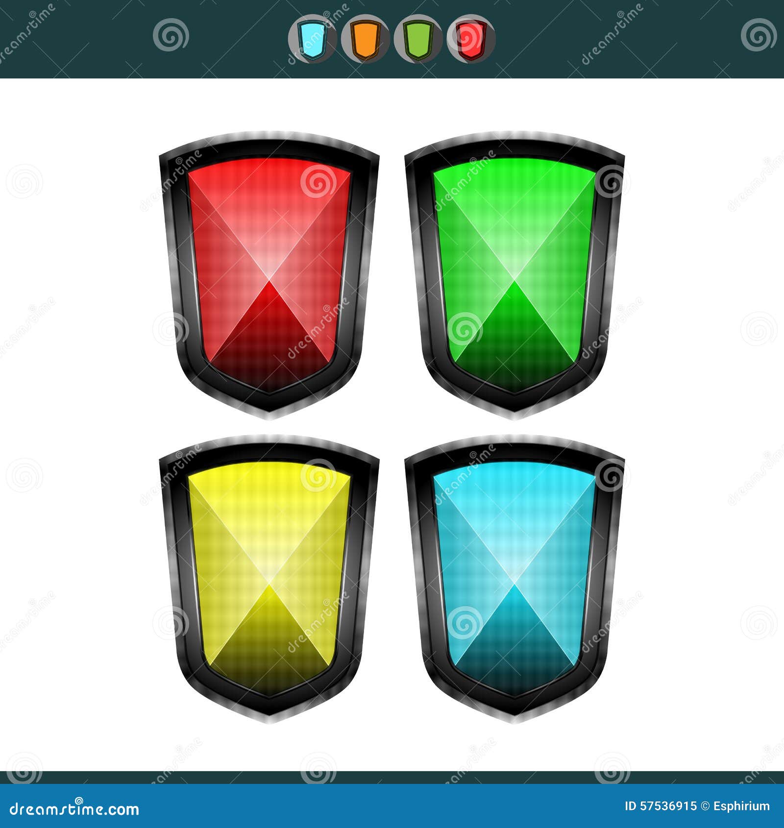 Shields - Red, Yellow, Blue and Green Stock Vector - Illustration of ...