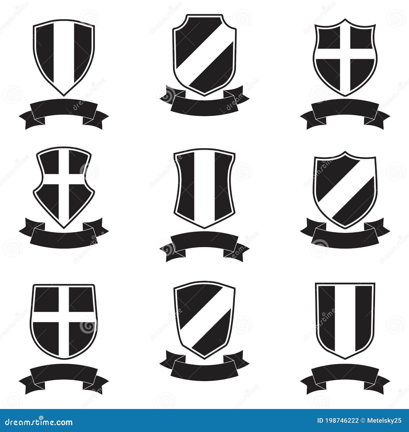 Shields with Ribbon Icon Set. Different Shield Shapes Collection ... Shields with Ribbon Icon Set. Different Shield Shapes Collection ...