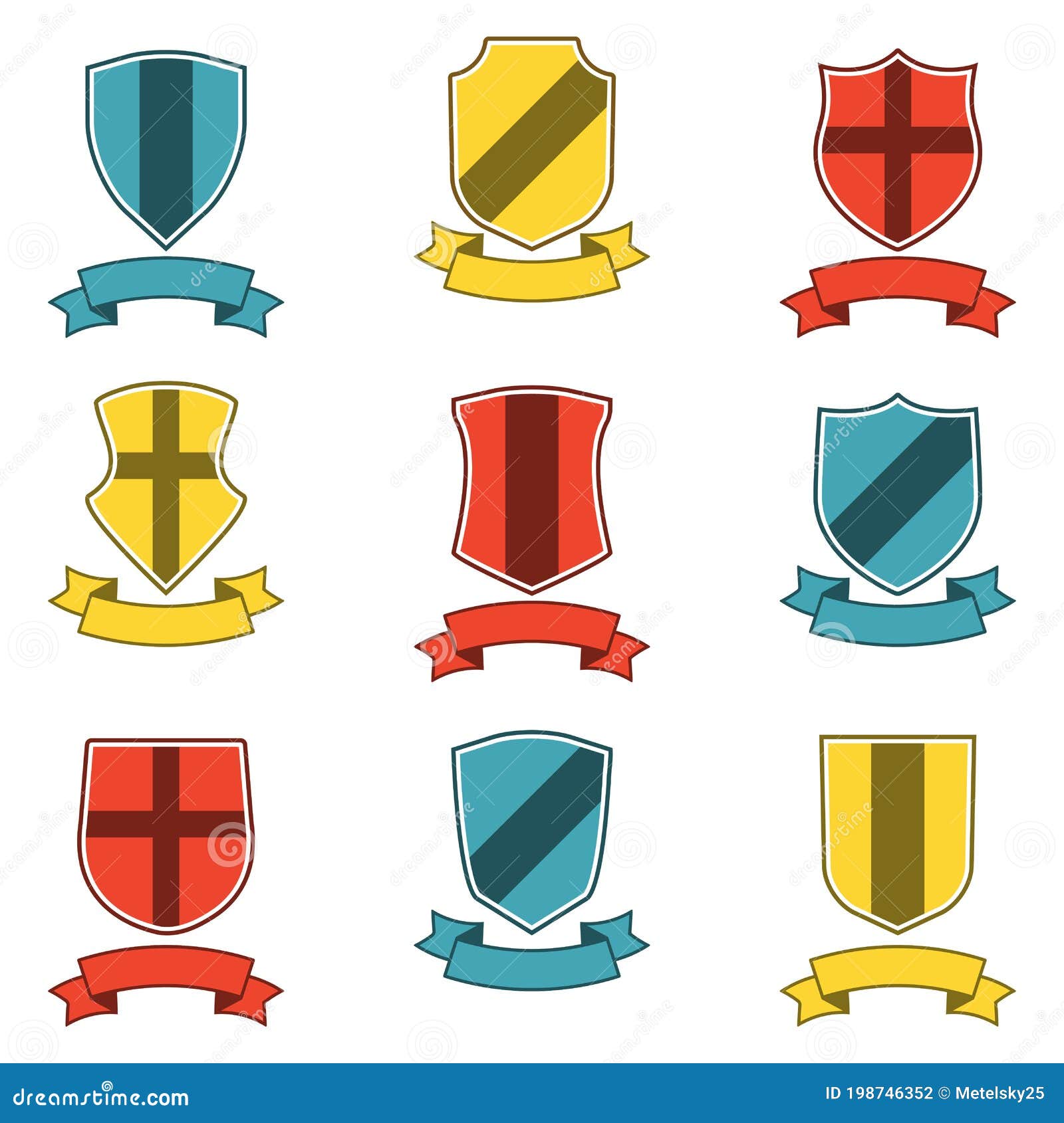 Shields with Ribbon Icon Set. Different Shield Shapes Collection ... Shields with Ribbon Icon Set. Different Shield Shapes Collection ...