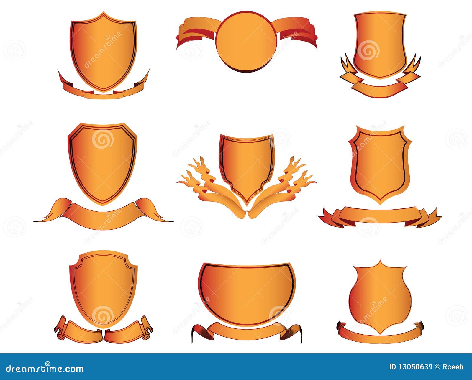 Shields and ribbons stock vector. Illustration of heraldic - 13050639