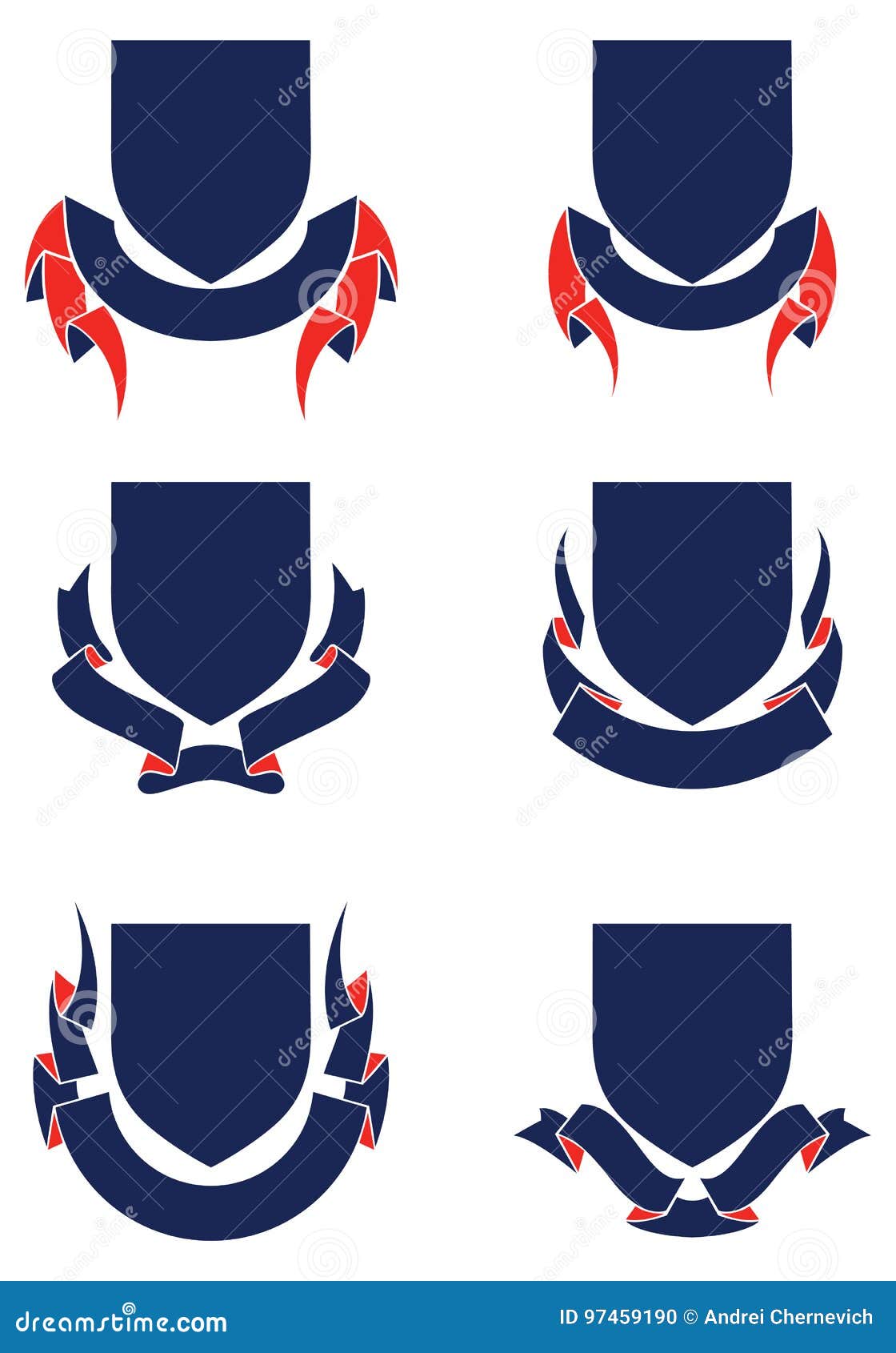 Shields and Ribbons. Set of Banners. Heraldic Design Element Stock ...