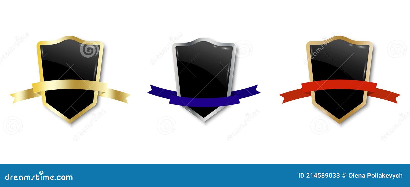 Shields with Ribbons. Shield Icon Vector. Medieval Shield Stock Vector ...