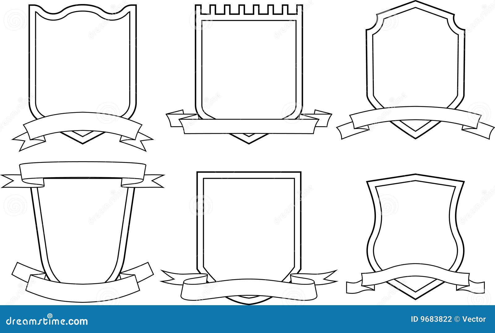 Shields and Ribbons (Vector) Stock Vector - Illustration of graphic ...