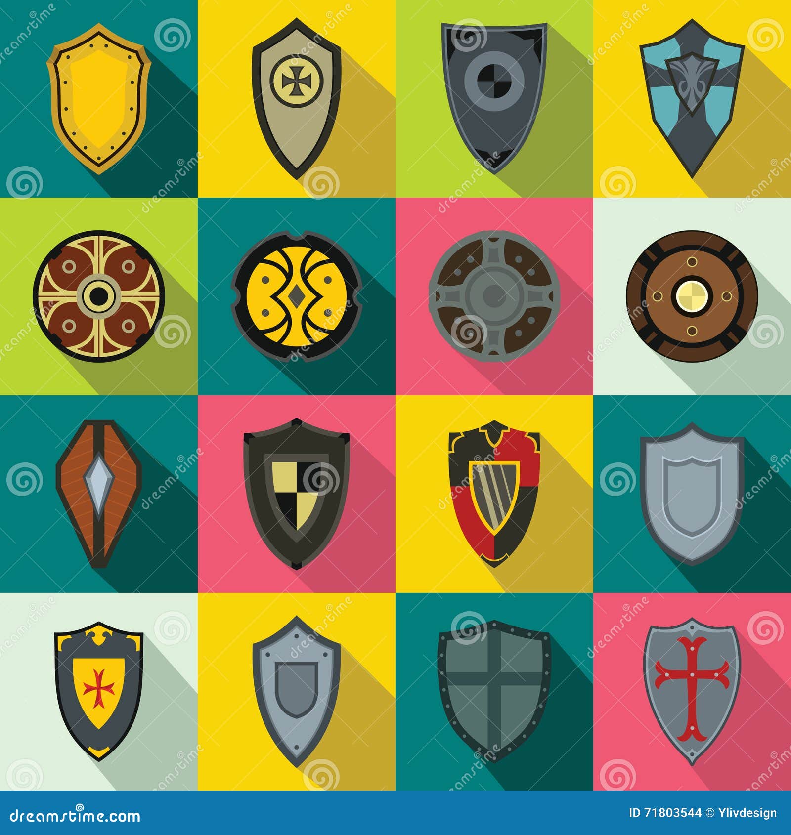 Shields set icons stock vector. Illustration of artwork - 71803544