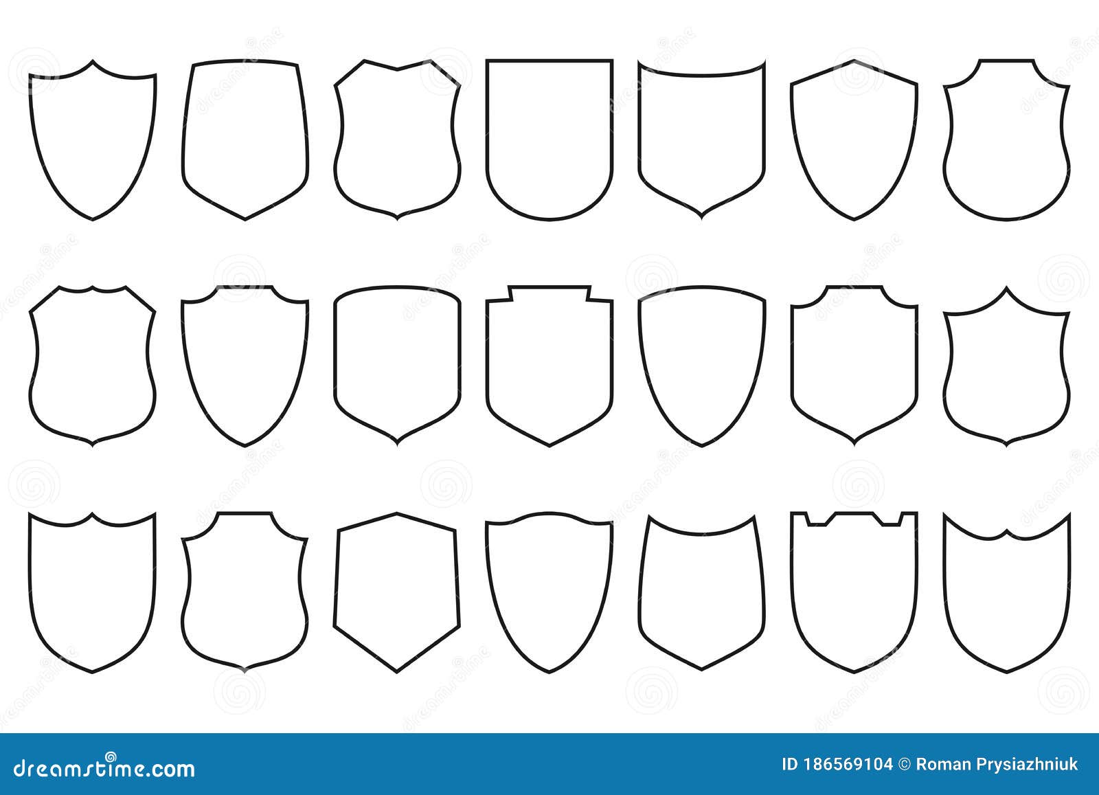 Shields Set. Security Shield Linear Icons Collection. Line Design ...