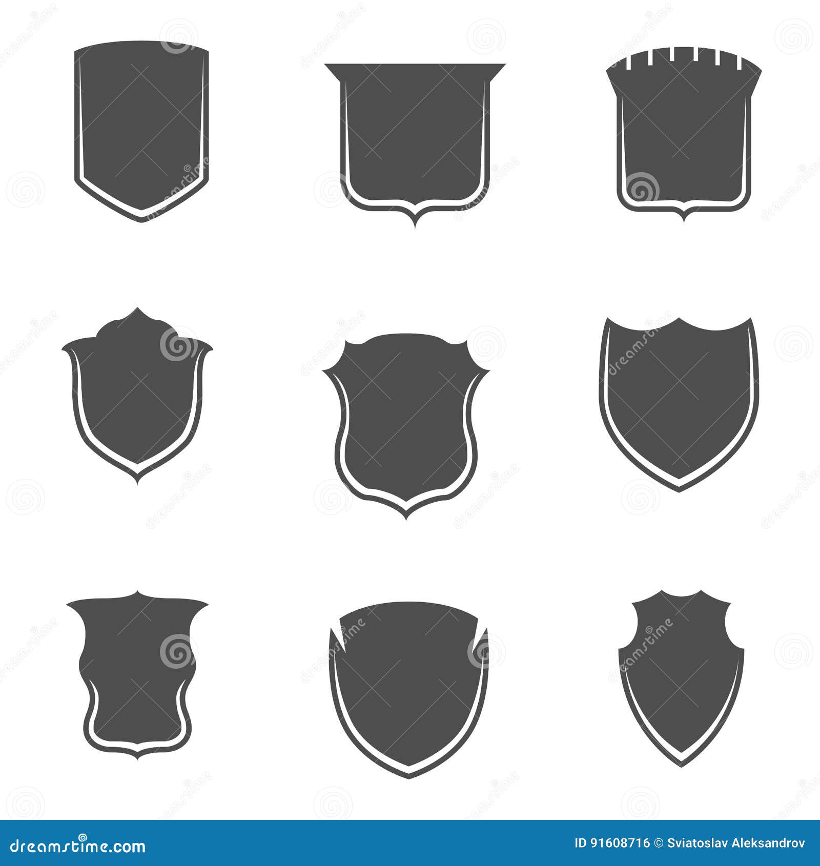 Shields Shapes Collection on White Background Stock Vector ...