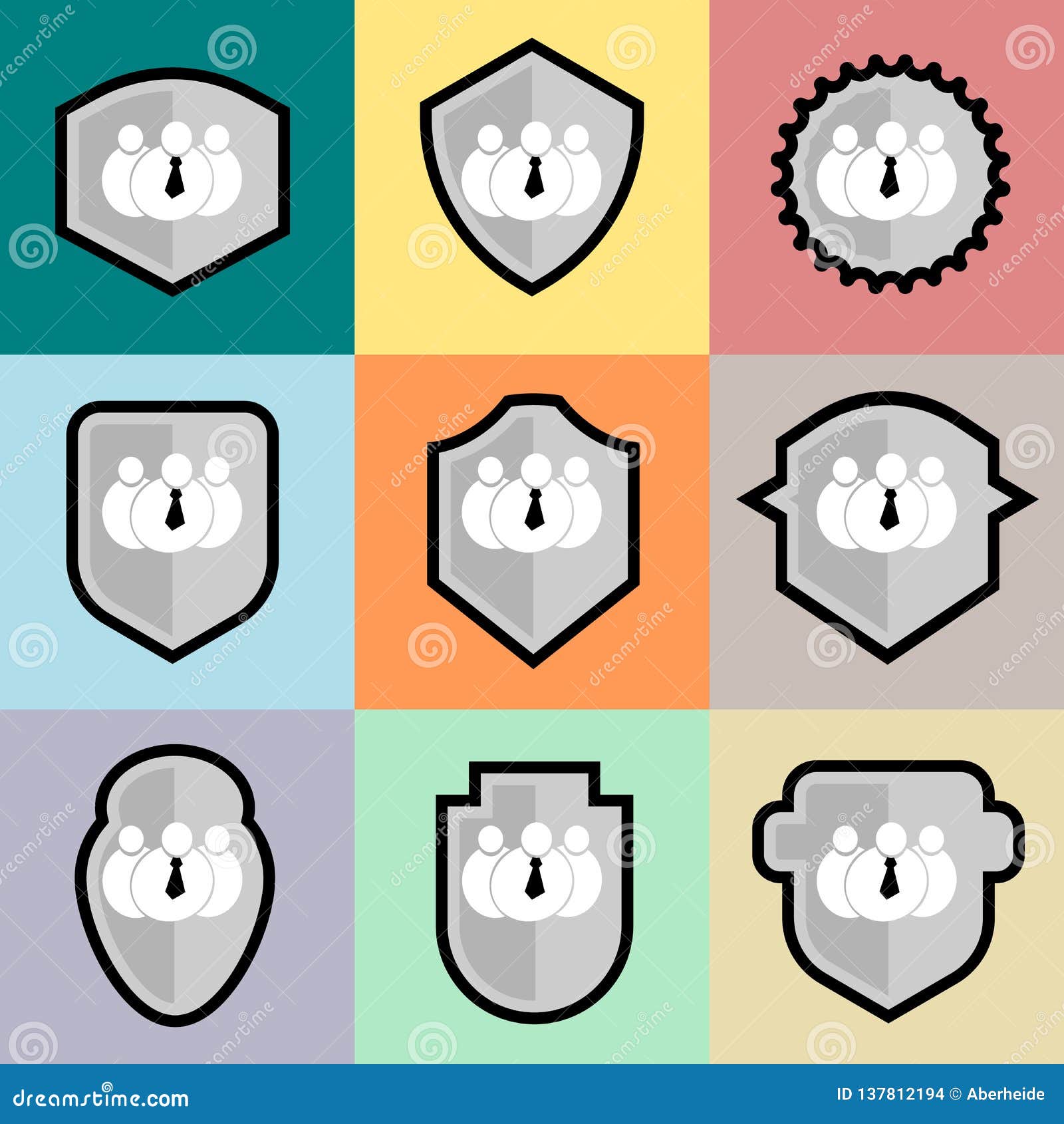 Shields with team icon stock vector. Illustration of corporate - 137812194