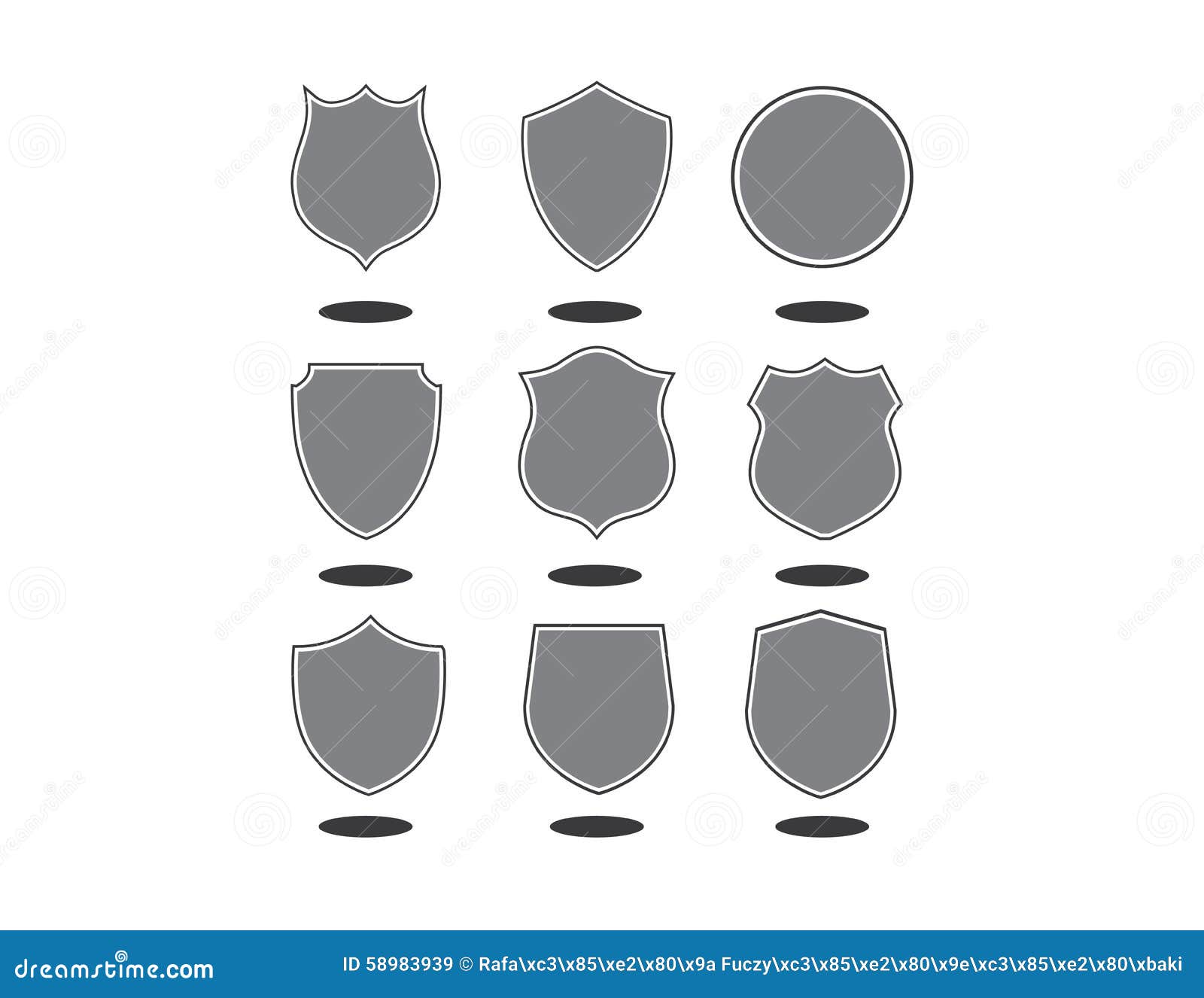 Shields vector set stock vector. Illustration of character - 58983939