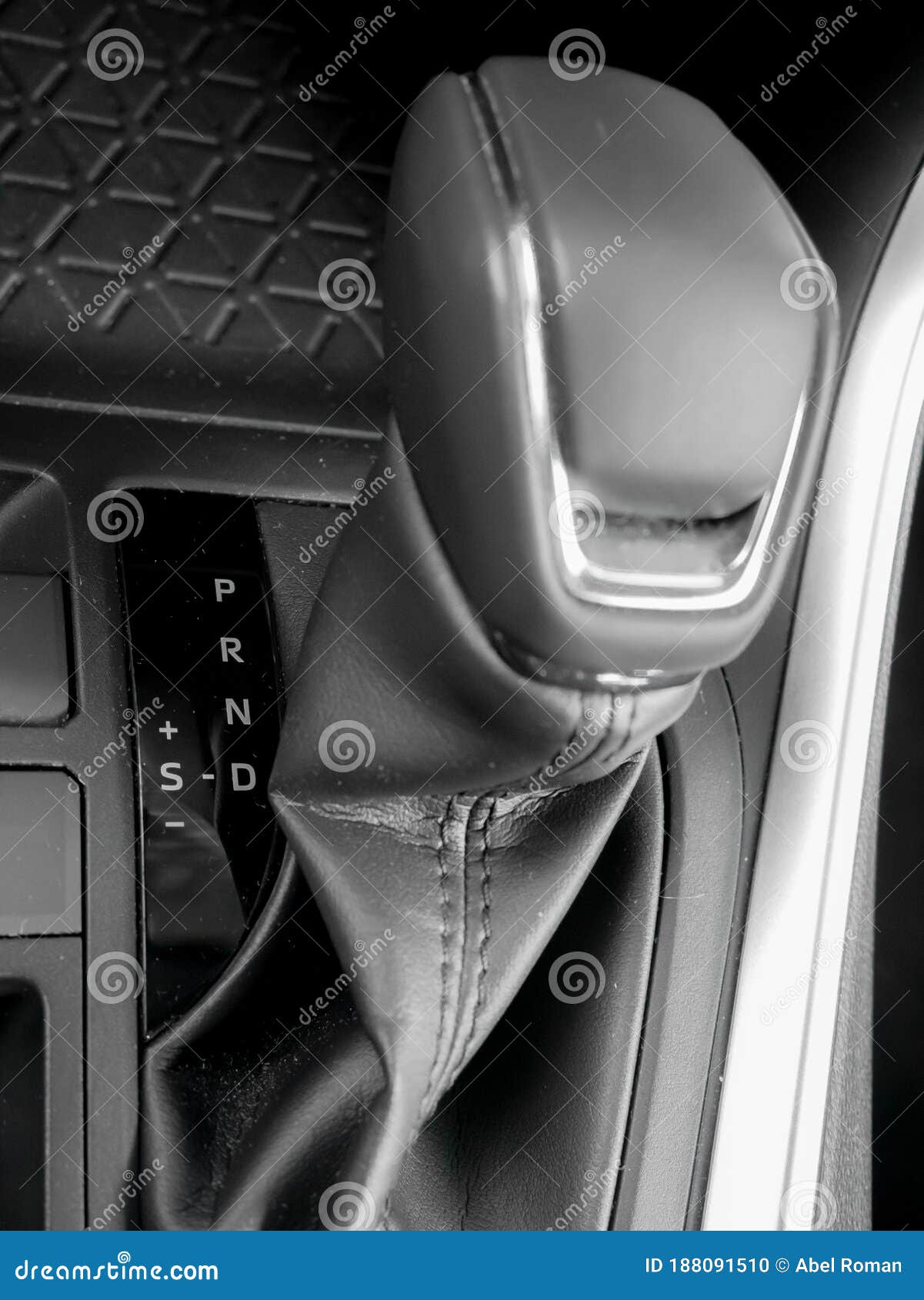 Shift Lever of a Hybrid Car with the Letters of the Different Positions ...