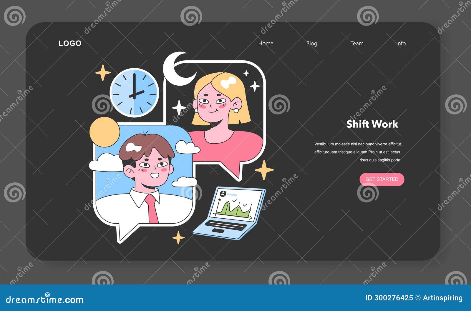 Shift Work Concept. Flat Vector Illustration. Stock Vector ...