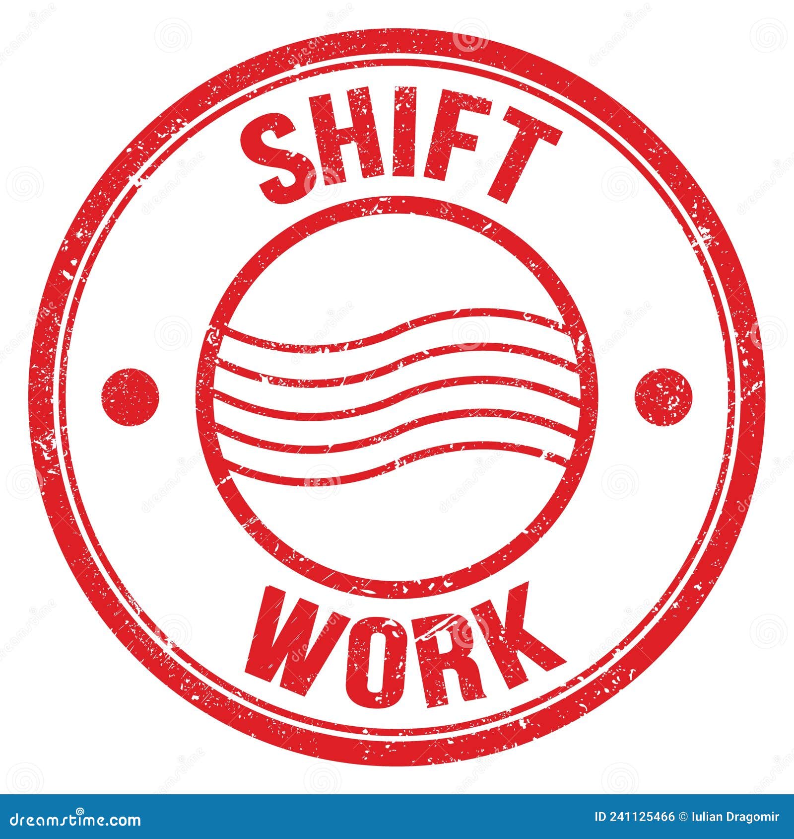 SHIFT WORK Text on Red Round Postal Stamp Sign Stock Illustration ...