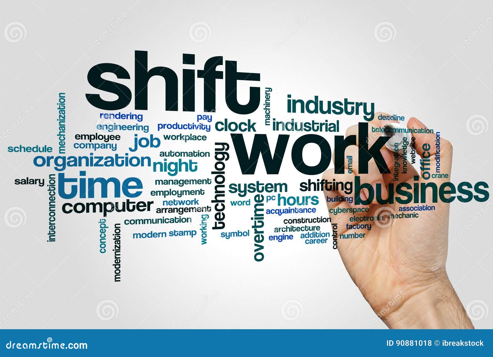 Shift work word cloud stock photo. Image of employment - 90881018