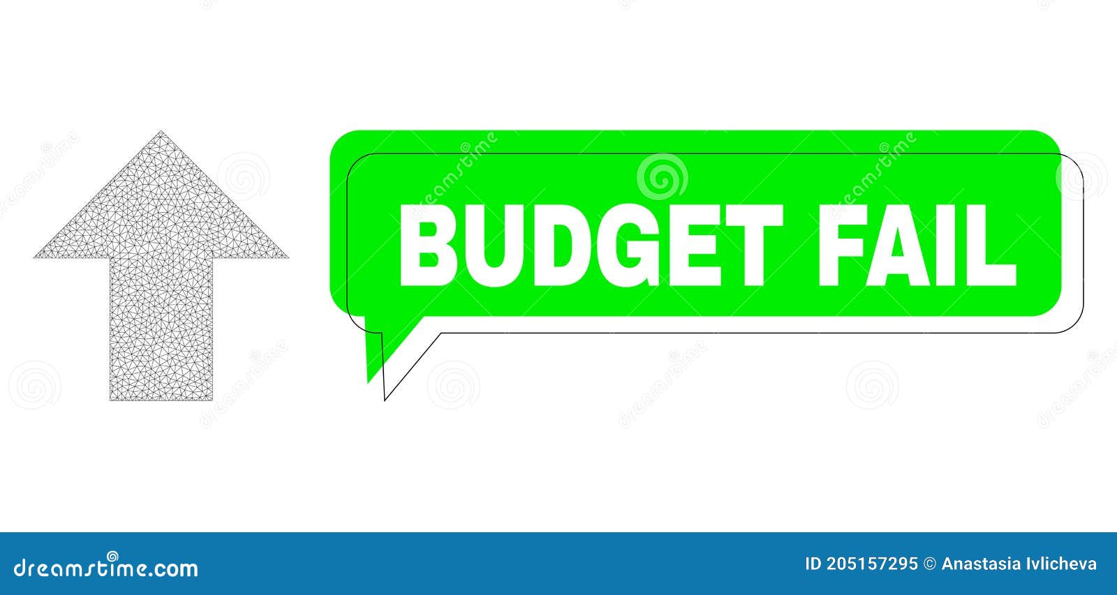 Misplaced Budget Fail Green Message Frame and Mesh 2D Arrow Up Stock ...