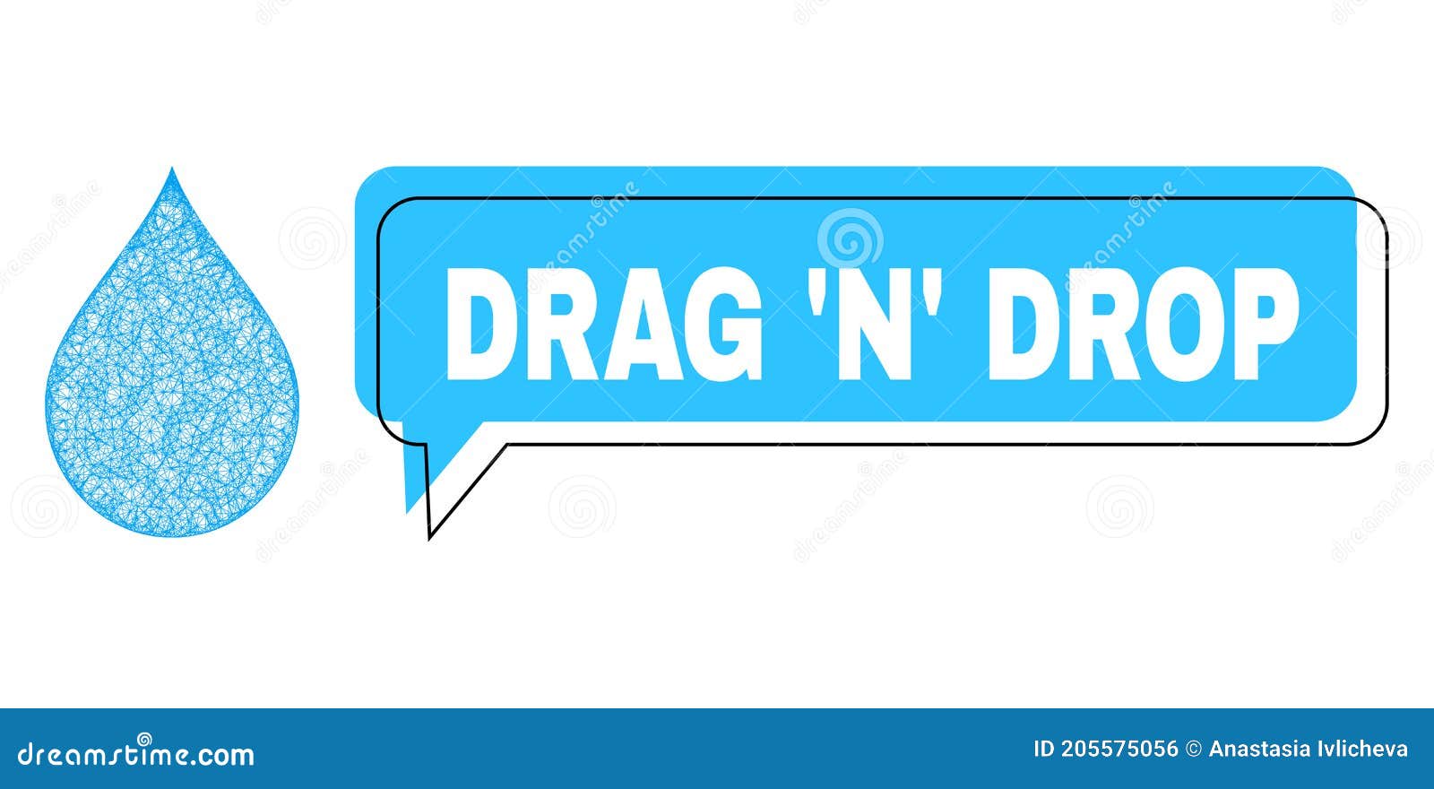 Shifted Drag `N` Drop Message Cloud and Net Drop Icon Stock Vector ...