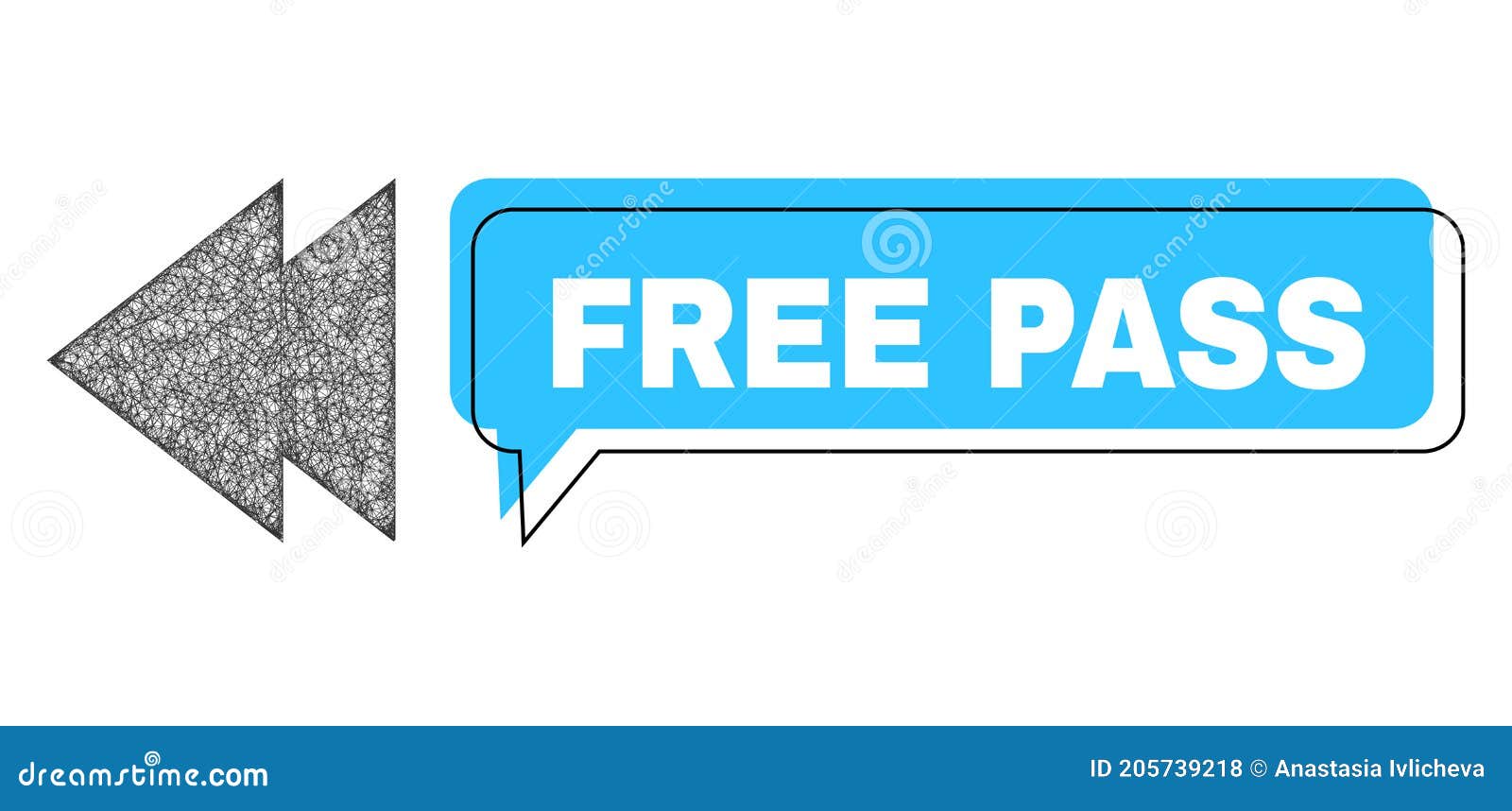 Shifted Free Pass Message Frame and Linear Move Left Icon Stock Vector ...