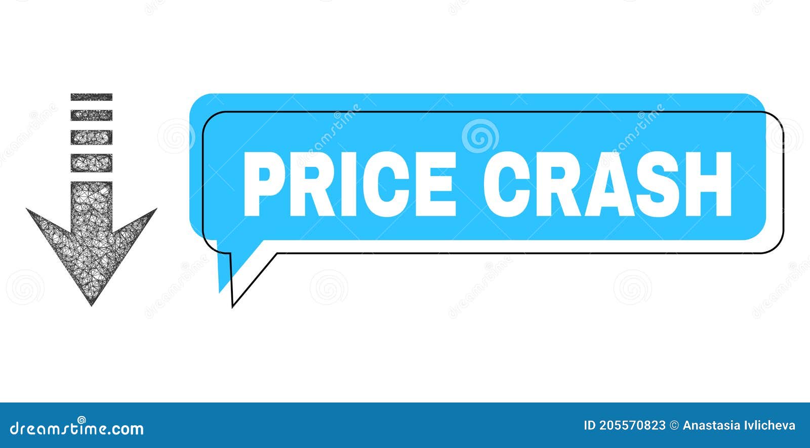 Shifted Price Crash Chat Bubble and Network Send Down Icon Stock Vector ...