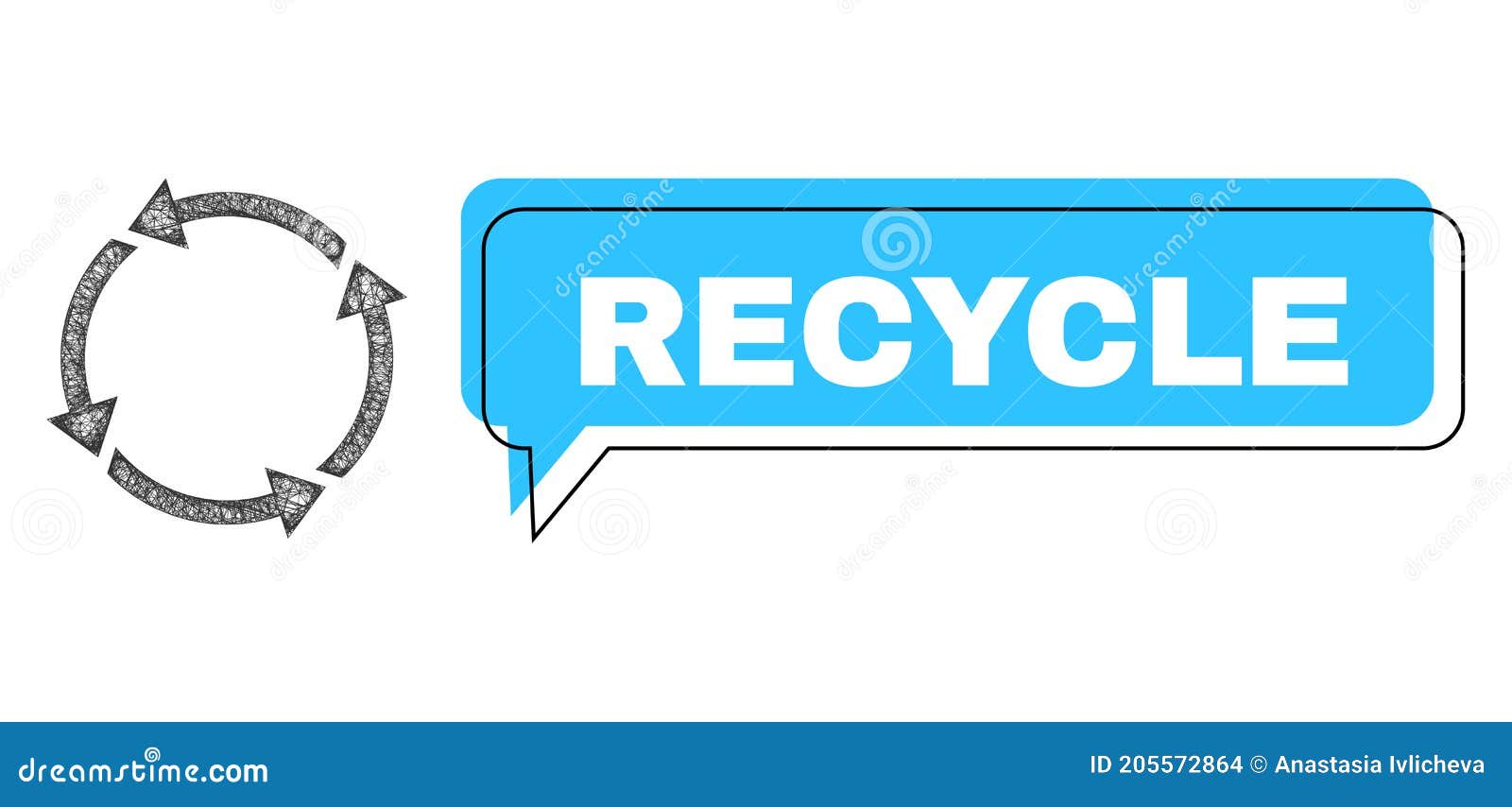 Shifted Recycle Chat Frame and Net Recycle Icon Stock Vector ...