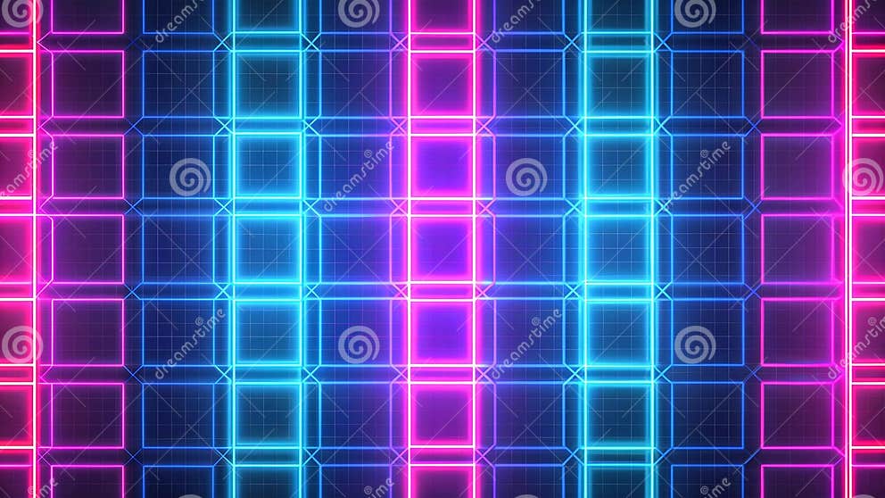 Shifted Square Grid with Vibrant Neon Hues: an Angular Seamless Pattern ...