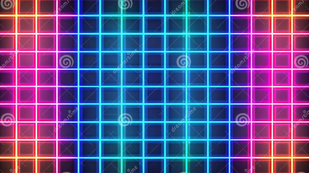 Shifted Square Grid with Vibrant Neon Hues: an Angular Seamless Pattern ...
