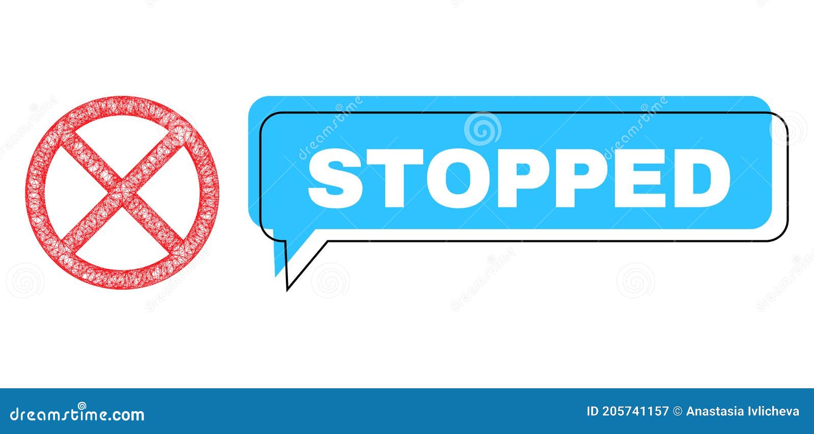 Shifted Stopped Message Bubble and Hatched Stopped Icon Stock Vector ...