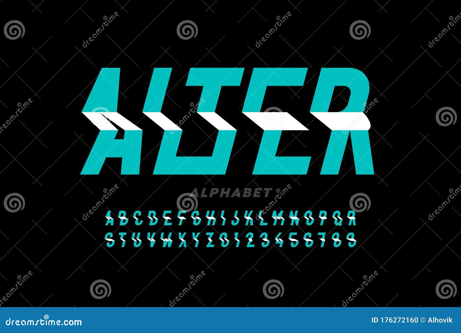Shifted style modern font stock vector. Illustration of broken - 176272160