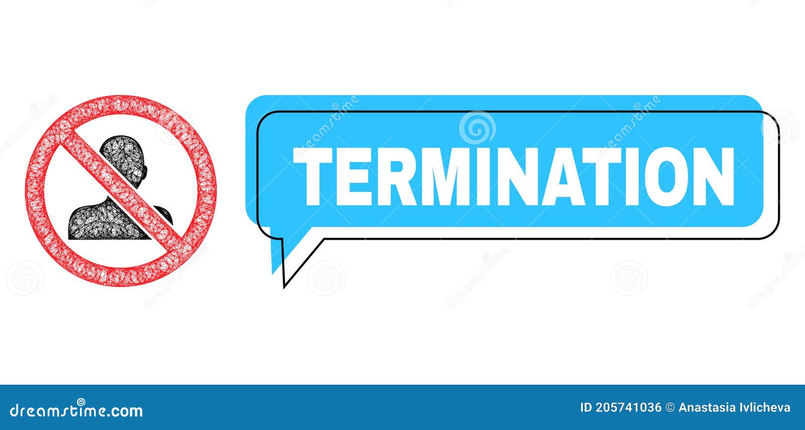 Shifted Termination Message Bubble and Linear Stop Man Icon Stock ...