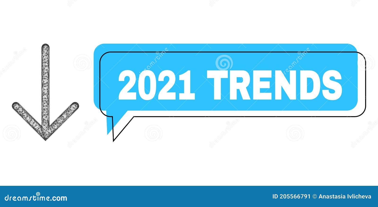 Shifted 2021 Trends Message Cloud and Hatched Arrow Down Icon Stock ...