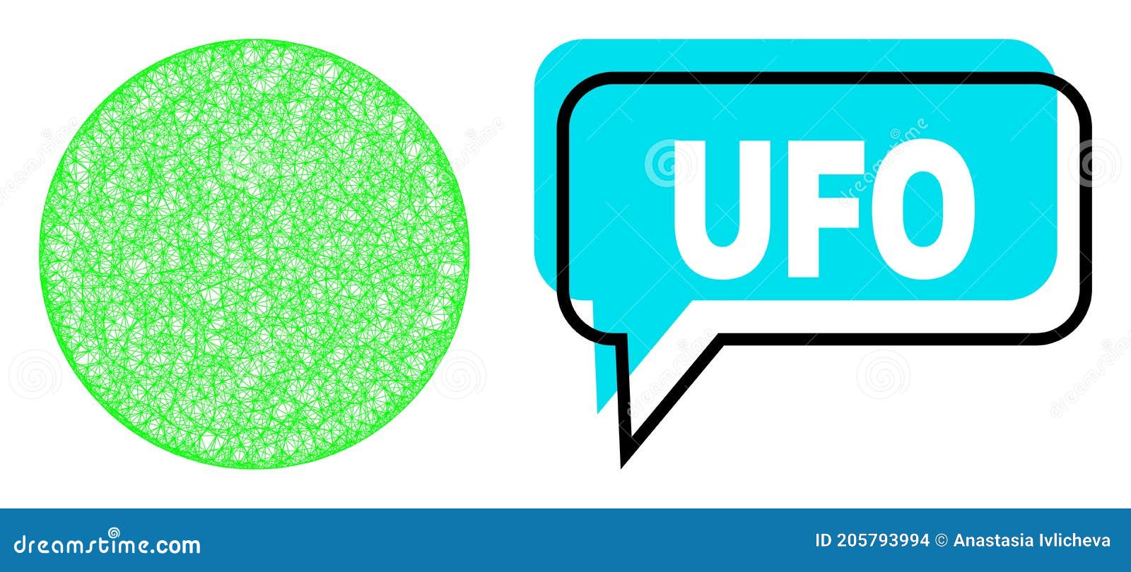 Shifted UFO Conversation Cloud and Linear Circle Icon Stock Vector ...