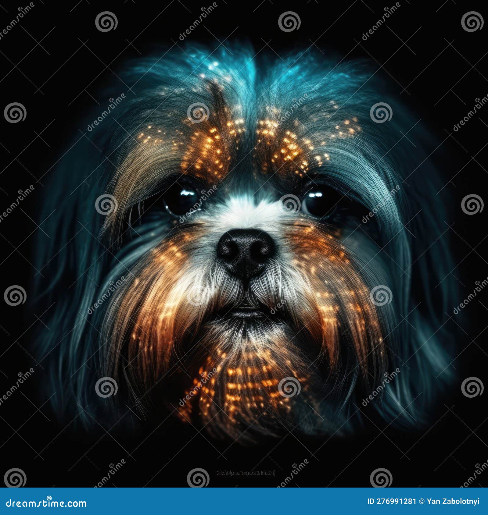 Shih Tzu Face Shape in Fire on Black Background. Generative AI Stock ...