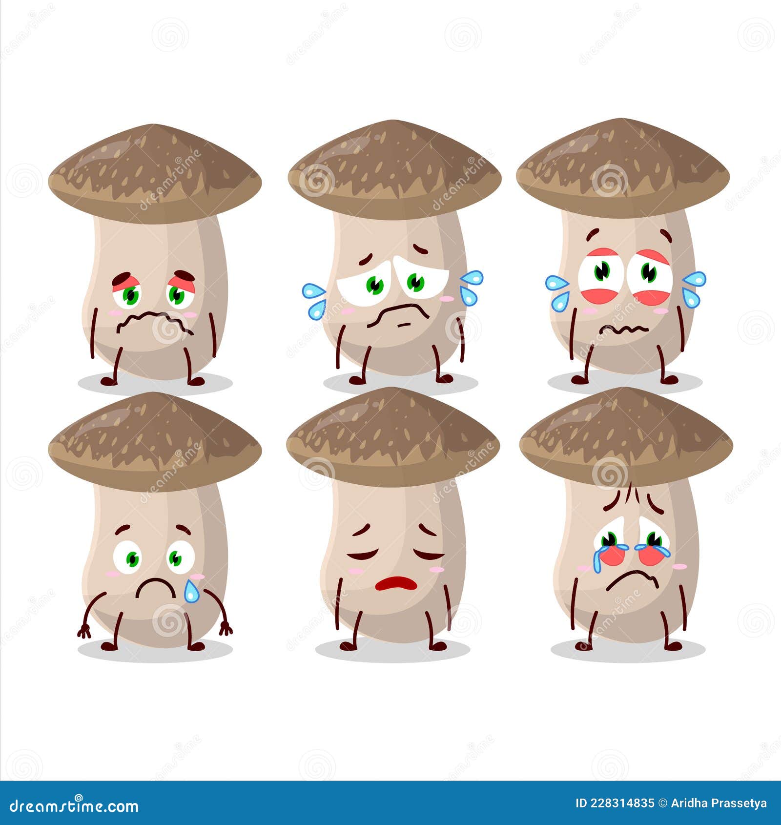 Shiitake Cartoon in Character with Sad Expression Stock Vector ...