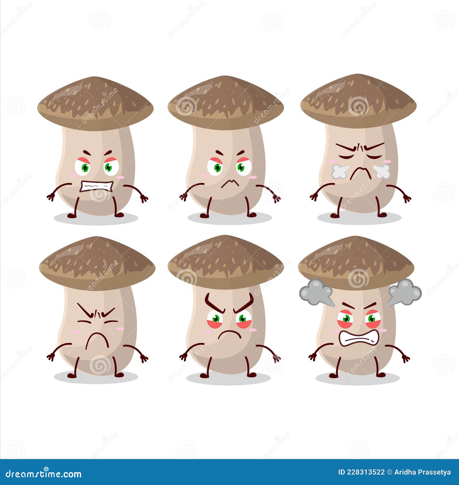 Angry Oyster Mushroom Mascot Cartoon Vector Illustration ...