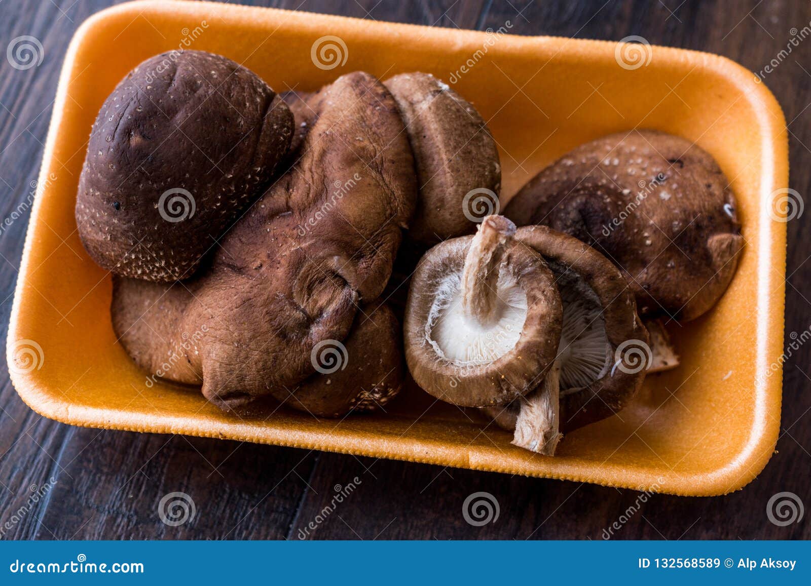 Shiitake Mushroom in Plastic Container / Package or Box. Stock Image ...