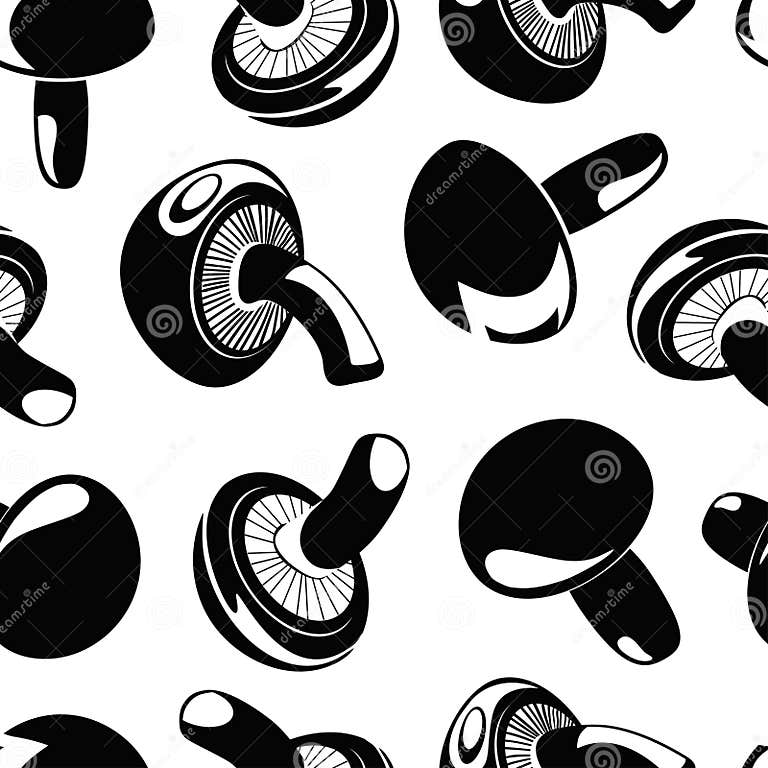 Shiitake. Mushroom. Seamless Pattern. Stock Vector - Illustration of ...