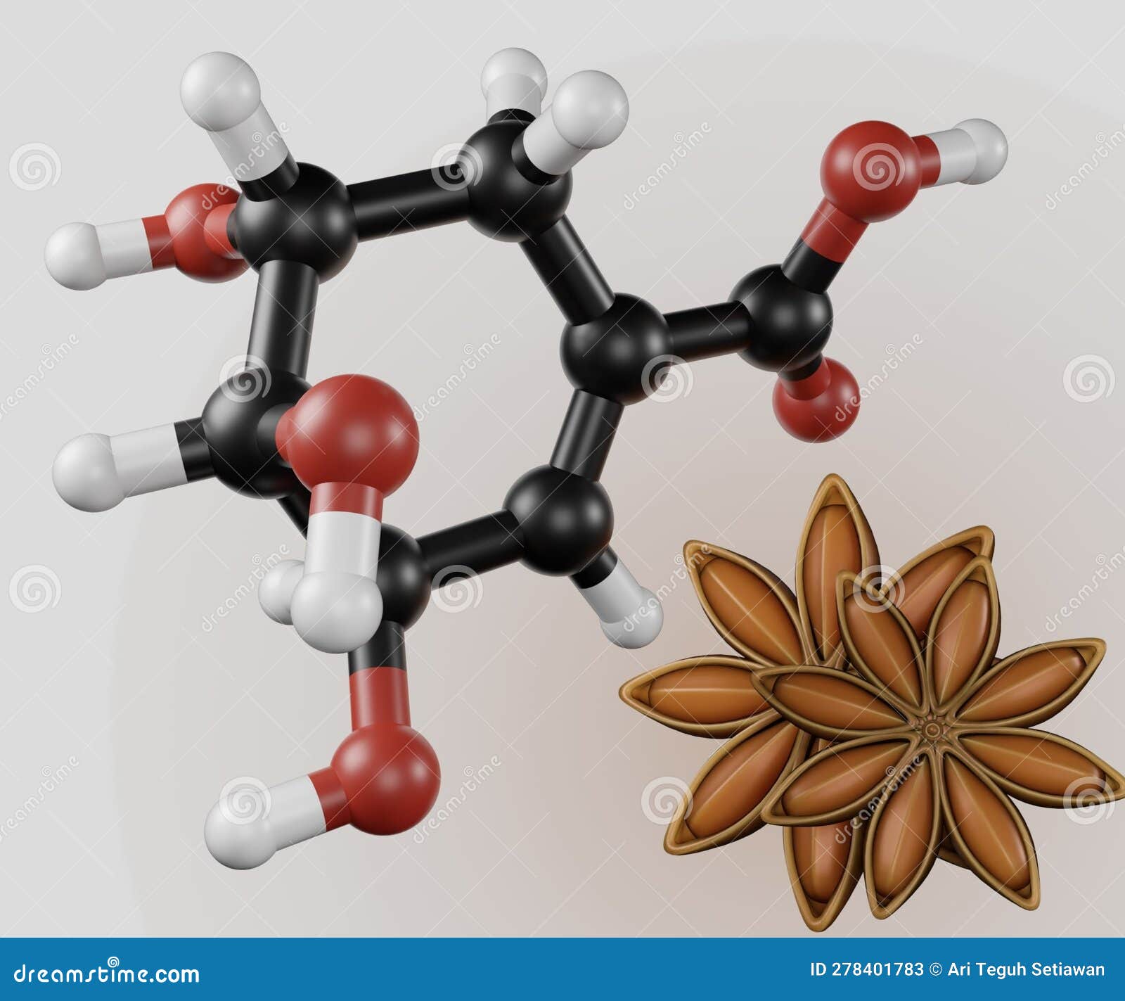 Shikimic Acid Molecule from Star Anise Extraction Stock Illustration ...
