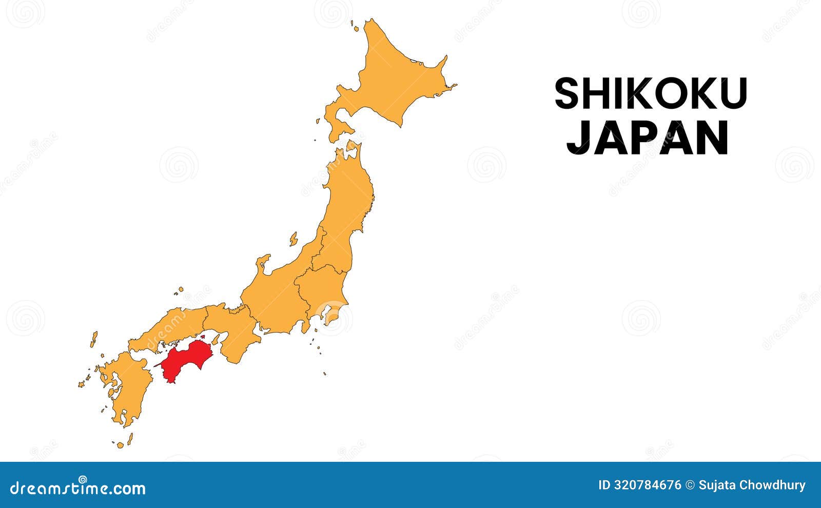 Shikoku Map In Japan. Vector Map Of Japan. Map Of The Provinces Of ...