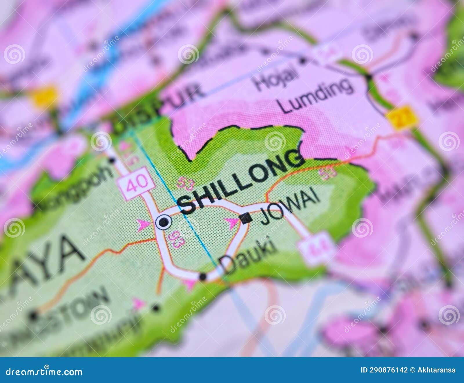 Shillong on a Map of India with Blur Effect Stock Photo - Image of ...
