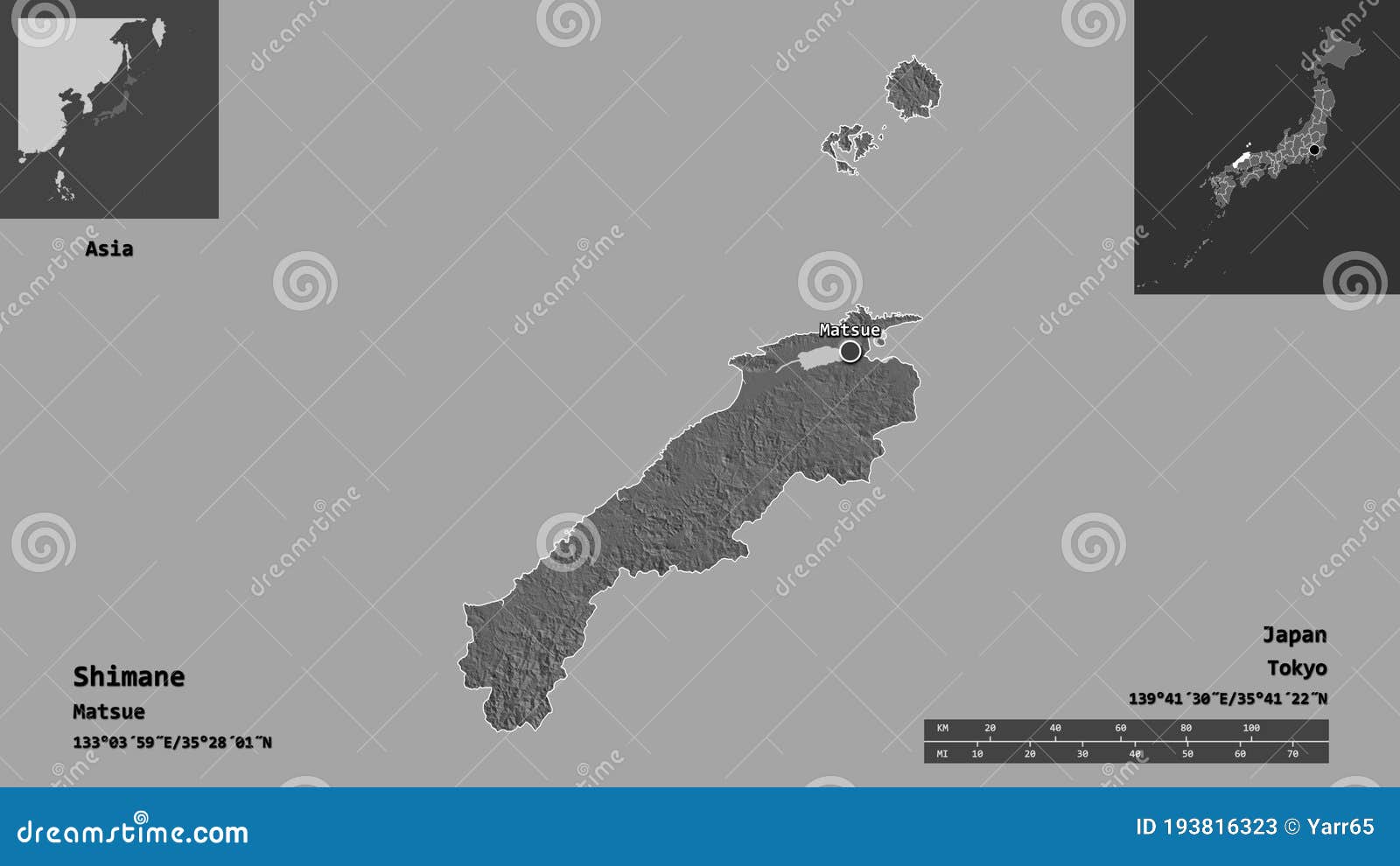 Shimane, Prefecture of Japan,. Previews. Bilevel Stock Illustration ...