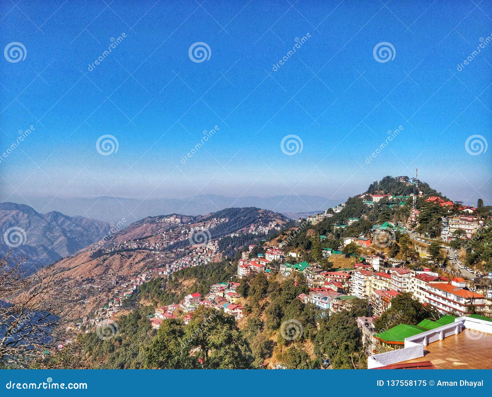 Shimla : Mountain view stock image. Image of temple - 137558175