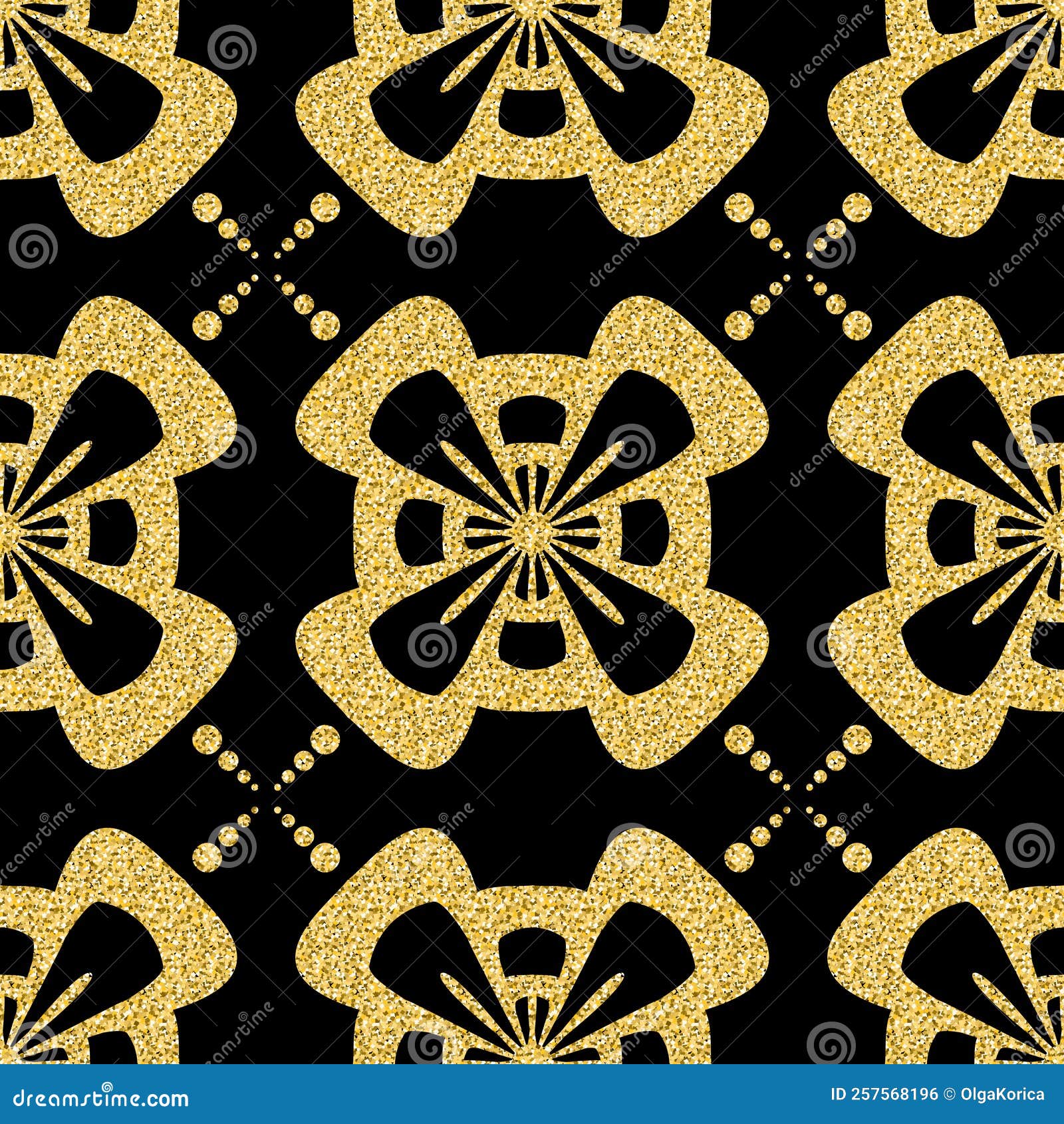 Shimmer Gold Seamless Pattern in Arabic Style, Black Gold Pattern for ...