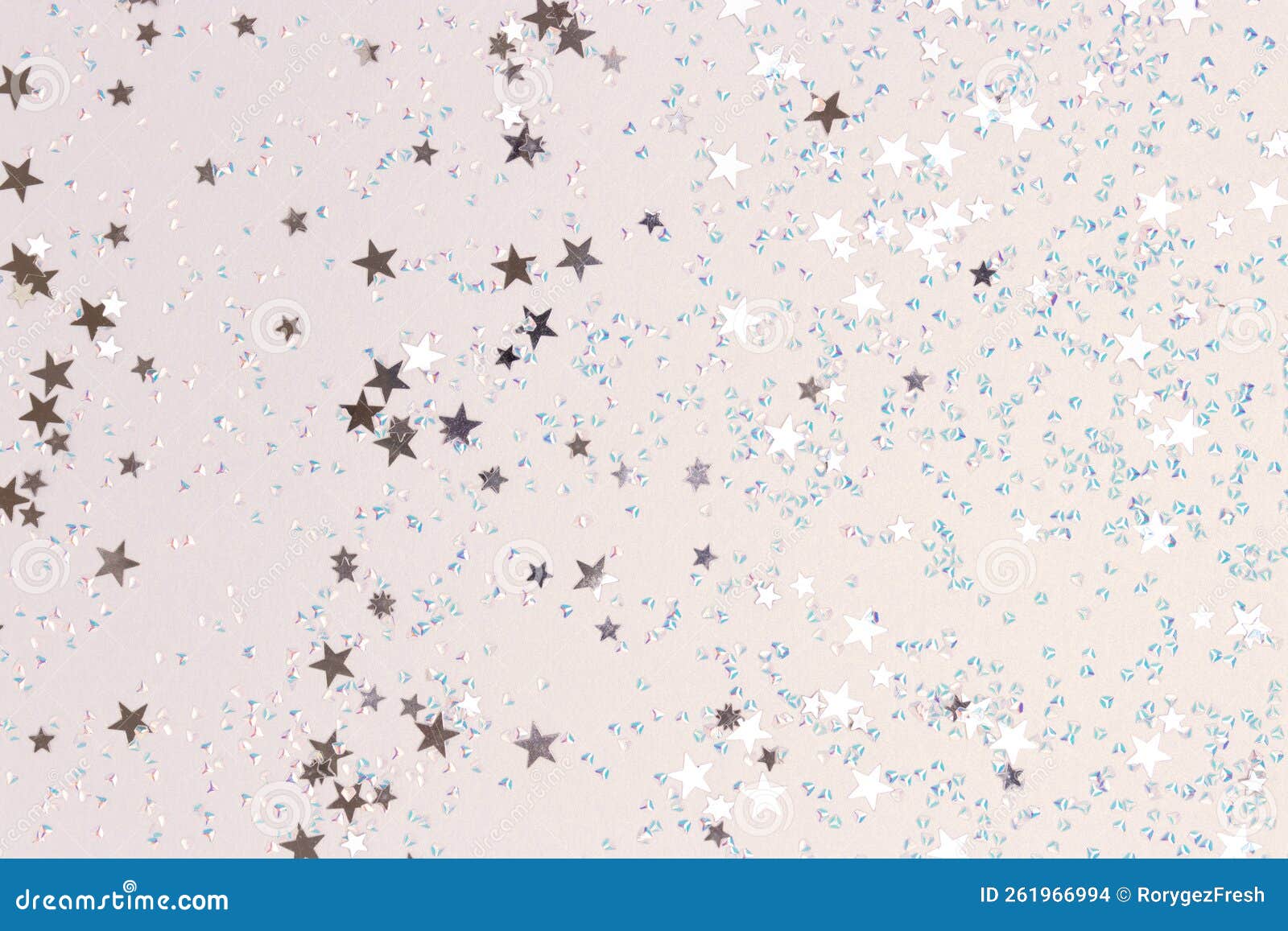 Shimmer Stars and Blue Crystals Confetti on a Silver Background. Stock ...