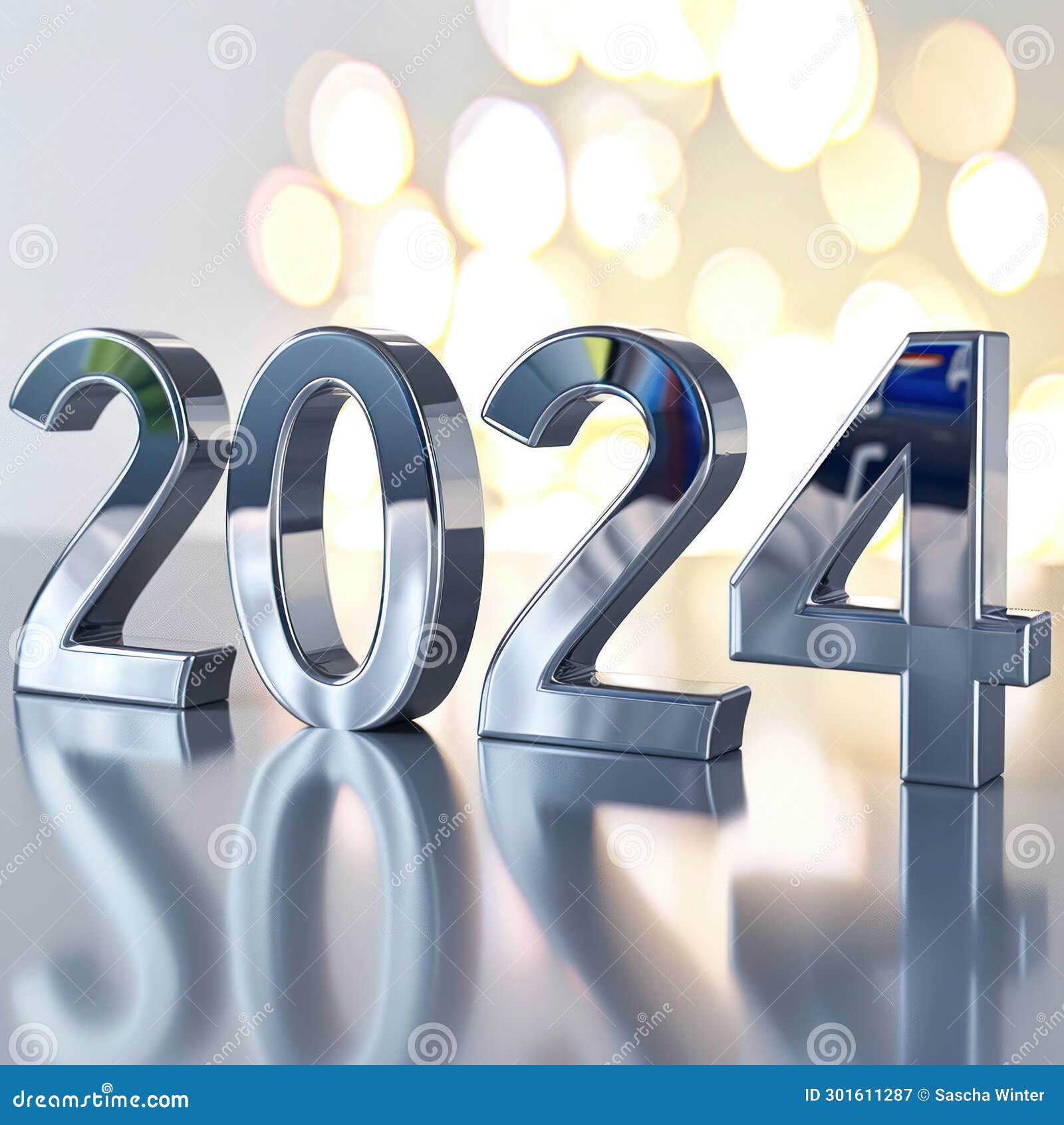 Shimmering 2024: Silver Elegance in Radiant Glow Stock Image - Image of ...