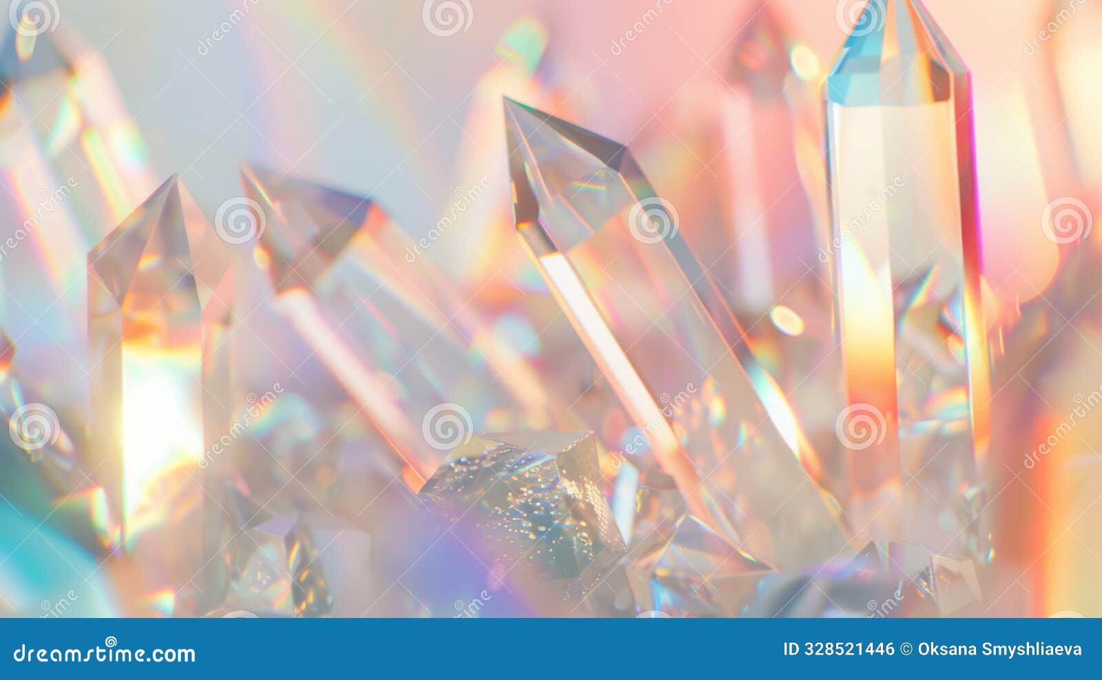 Shimmering Crystal Landscape in Pastel Rainbow Hues Stock Photo - Image ...