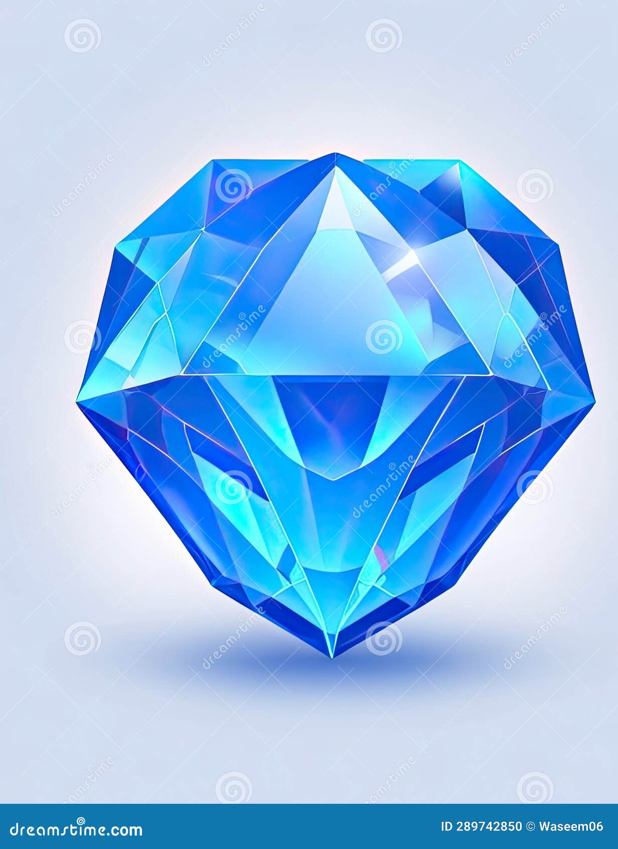 Shimmering 3D Isolated Blue Diamond. Stock Illustration - Illustration ...