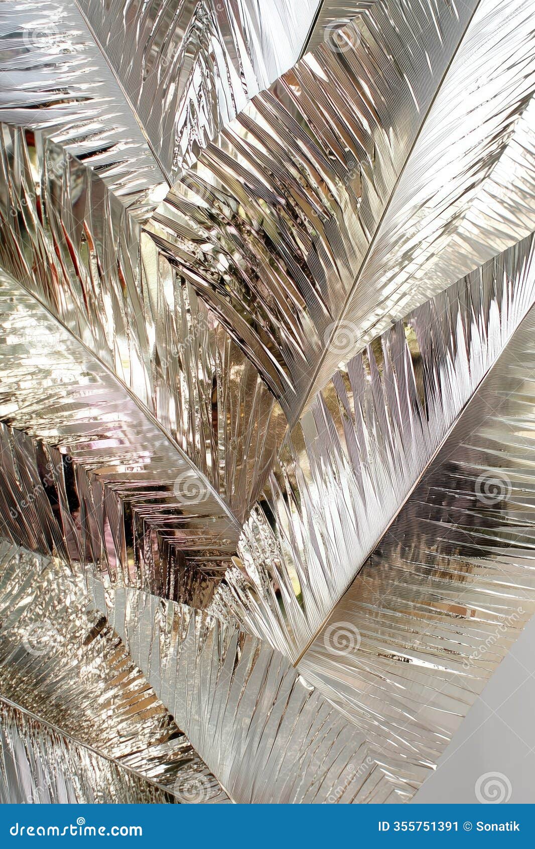 Vibrant Display of Abstract Feathers in Metallic Hues Creating Dynamic ...
