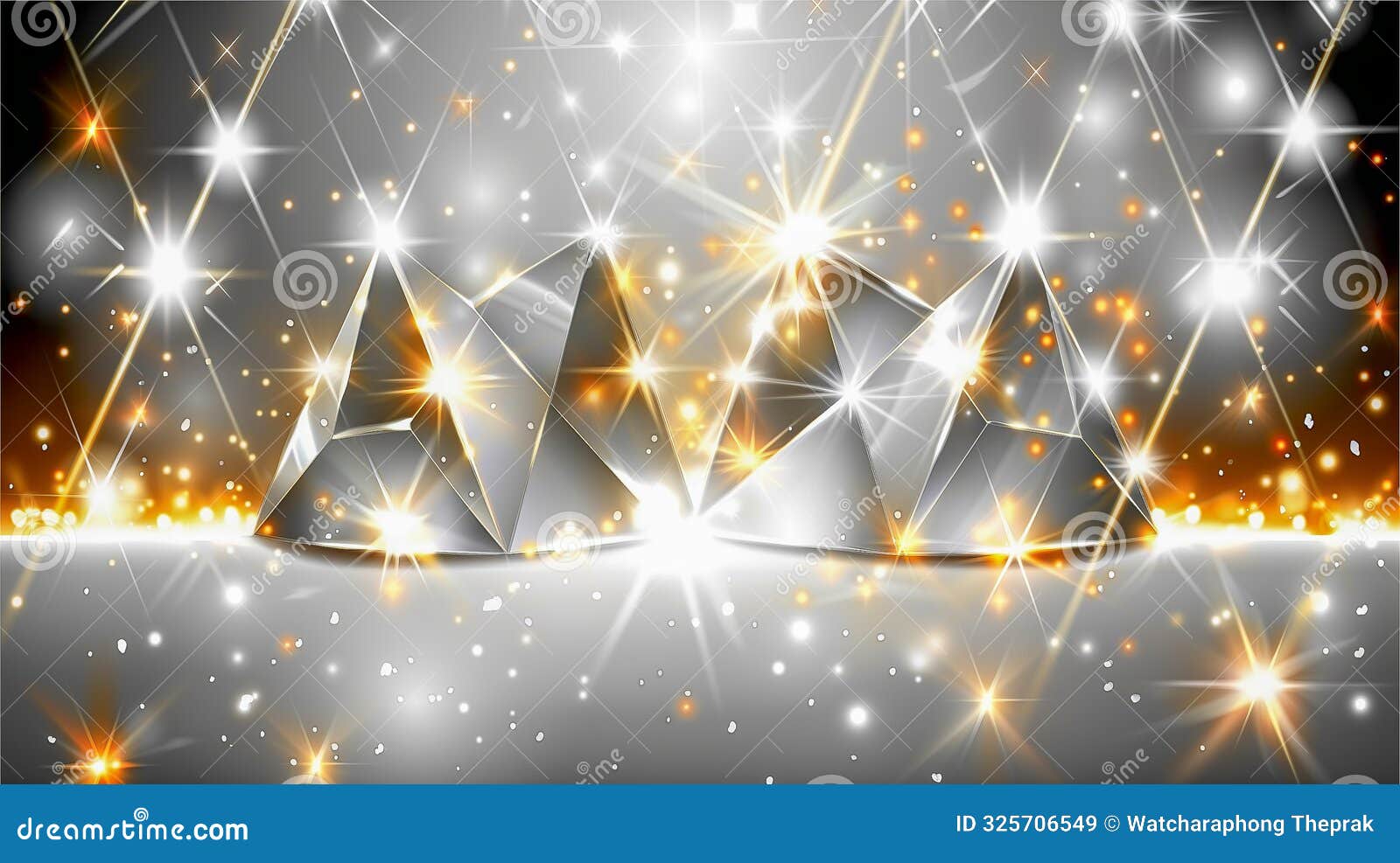 Shimmering Geometric Shapes with Sparkling Lights Stock Illustration ...